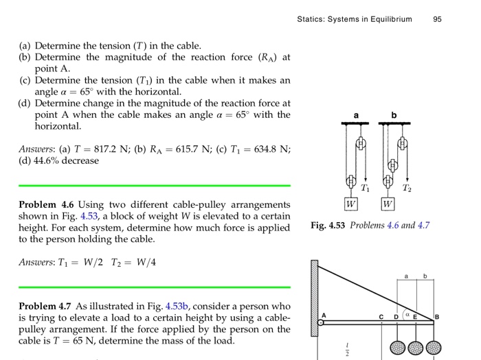 Solved Statics: Systems in Equilibrium 95 (a) Determine the | Chegg.com