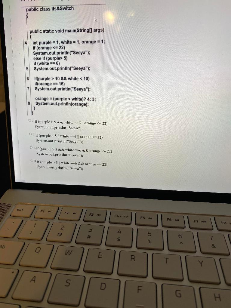 Solved Question 1 With the code below, what would be | Chegg.com