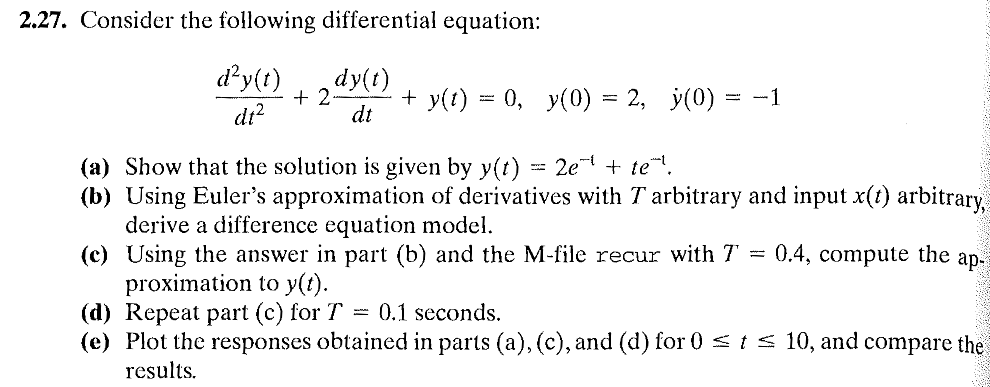 Solved 2.27. Consider the following differential equation: | Chegg.com