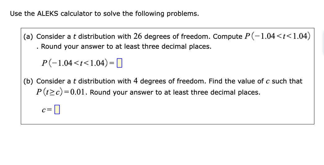 Solved Use the ALEKS calculator to solve the following | Chegg.com