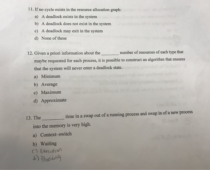 Solved If no cycle exists in the resource allocation graph: | Chegg.com