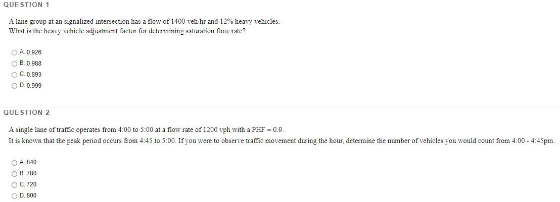 Solved QUESTION 1 A lane group at an signalized intersection | Chegg.com