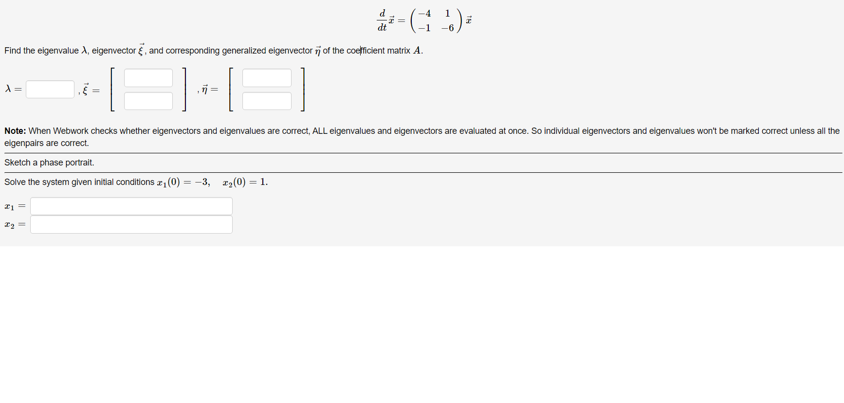 Solved d -4 = ( 1 ): dt -6 Find the eigenvalue 1, | Chegg.com