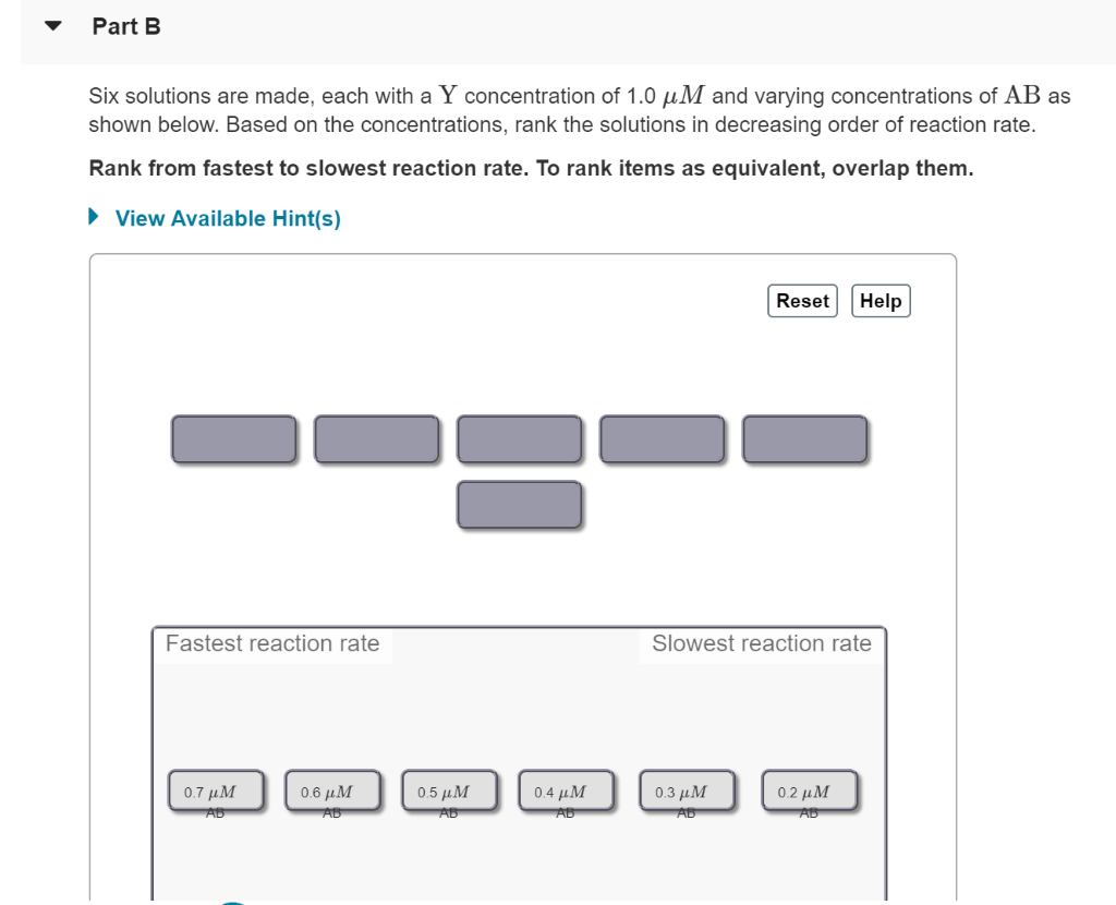 Solved Part B Six solutions are made, each with a Y | Chegg.com