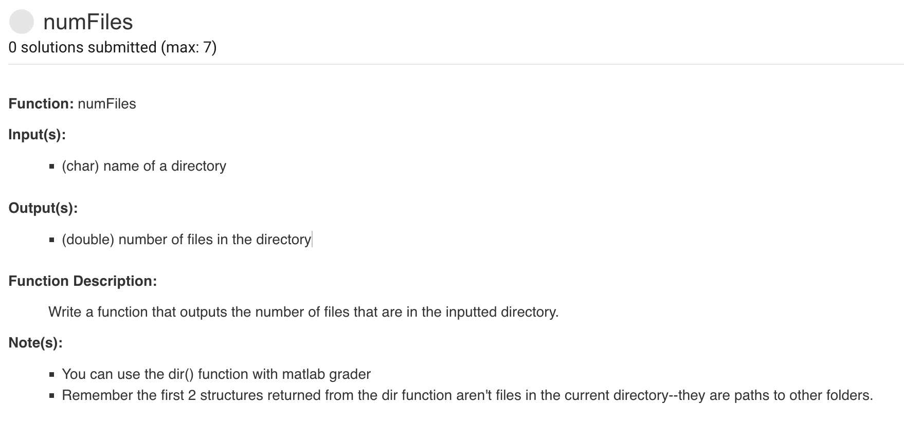 Solved numFiles 0 solutions submitted (max: 7) Function: | Chegg.com
