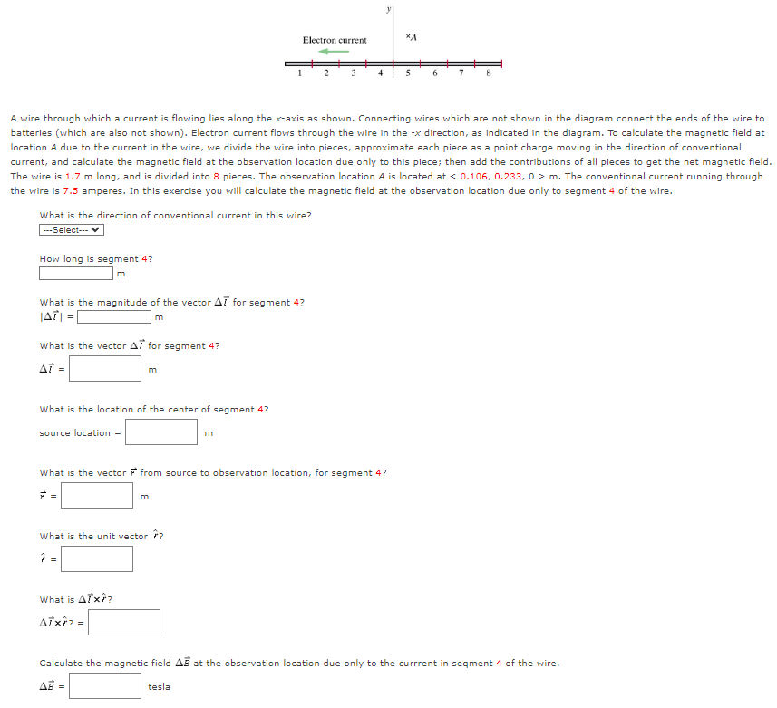 Solved A wire through which a current is flowing lies along | Chegg.com