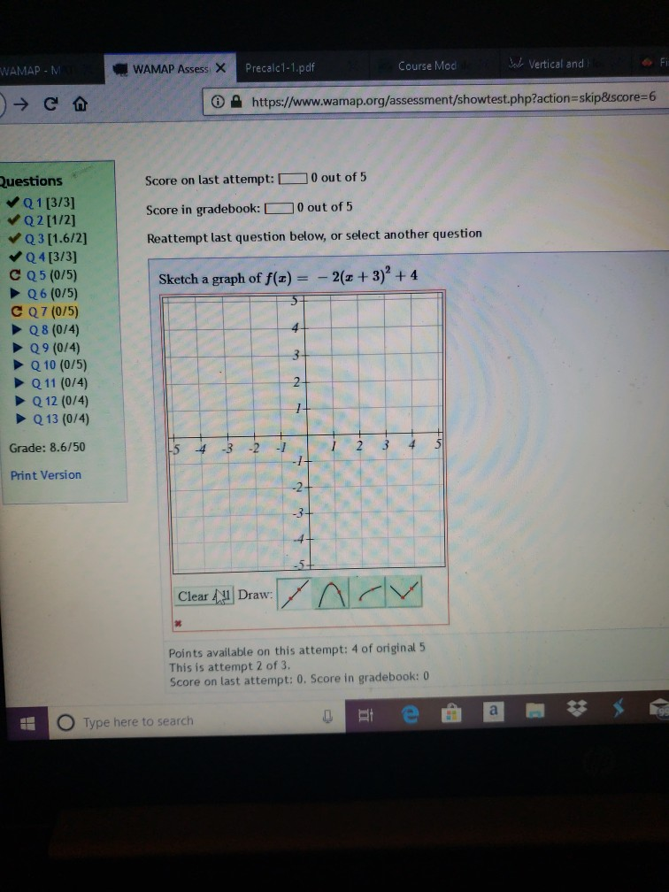 Solved WAMAP Assessi X Precalc1-1.pdf Course Mod Vertical | Chegg.com