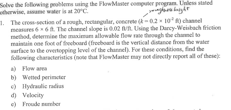 Solved Solve the following problems using the FlowMaster | Chegg.com