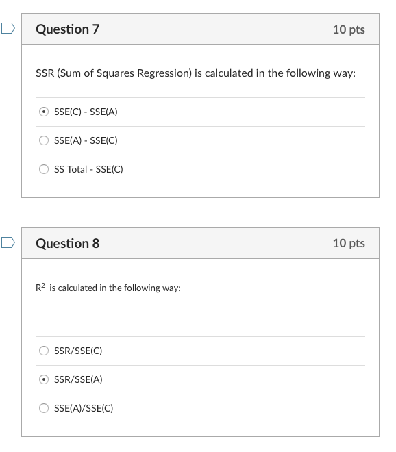 Solved Question 7 10 pts SSR (Sum of Squares Regression) is | Chegg.com