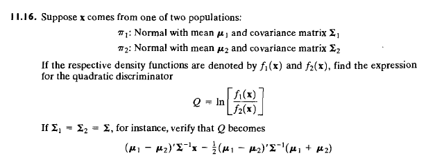 Solved 11.16. Suppose x comes from one of two populations: | Chegg.com