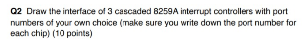 Solved Q2 Draw the interface of 3 cascaded 8259A interrupt | Chegg.com