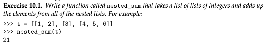 Solved Exercise 101 Write A Function Called Nestedsum