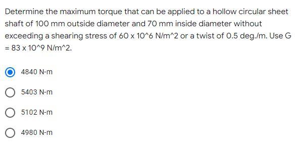Solved Determine the maximum torque that can be applied to a | Chegg.com