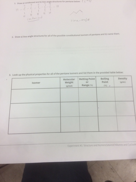 Solved below: 1. Draw a) condensed and bi line angle | Chegg.com