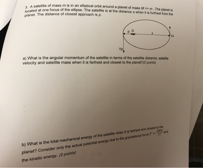 Solved lite of mass m is in an elliptical orbit around a | Chegg.com