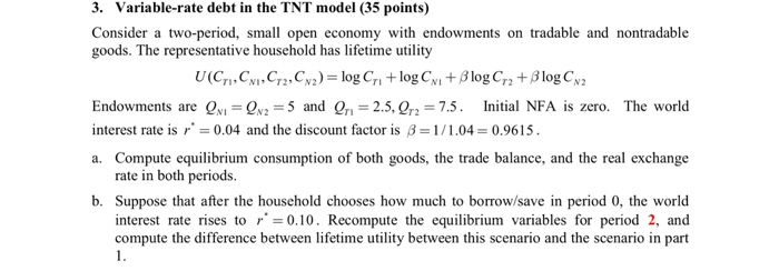 3. Variable-rate debt in the TNT model (35 points) | Chegg.com