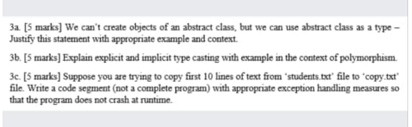 Solved 3a. (5 marks] We can't create objects of an abstract | Chegg.com