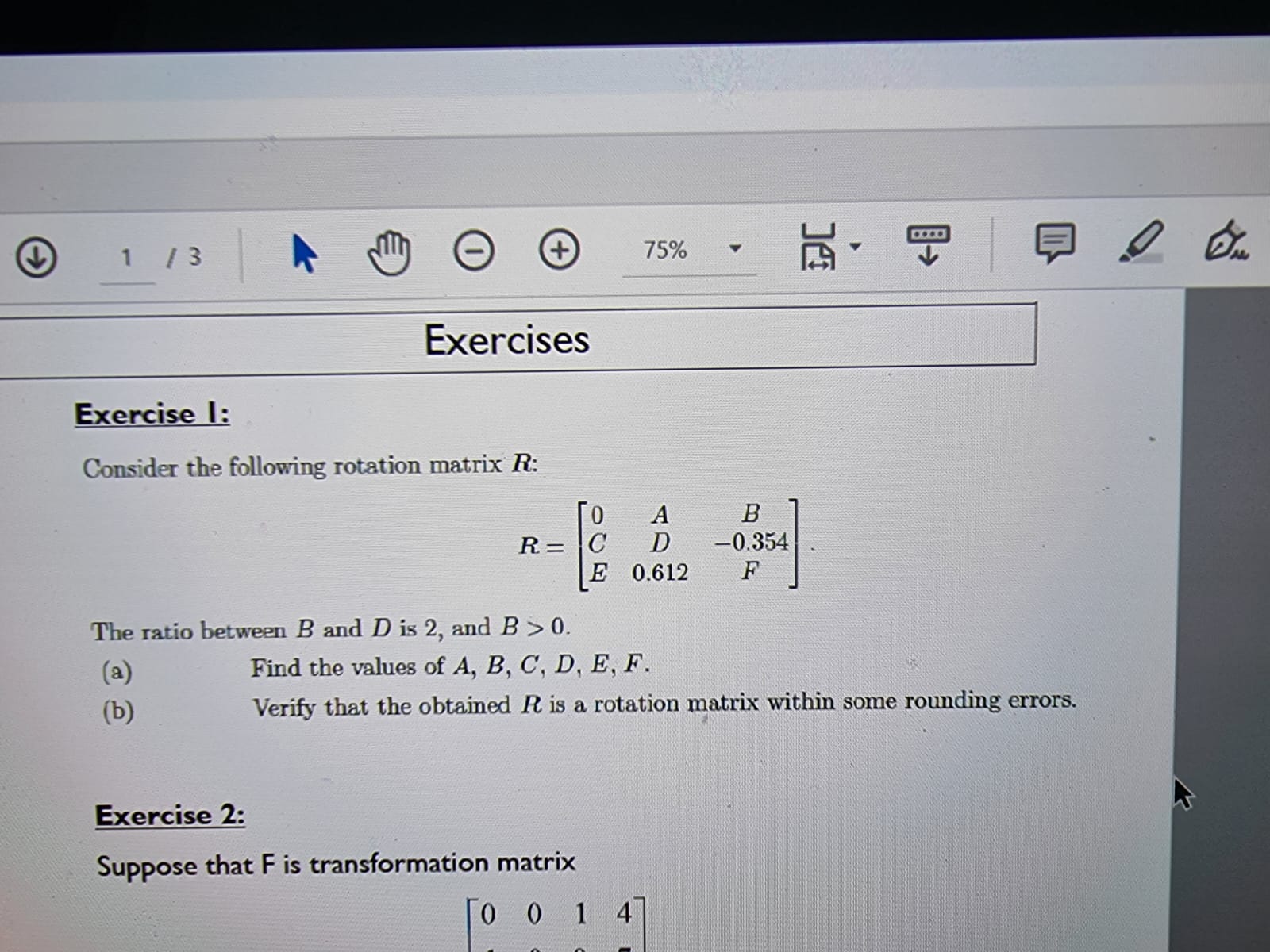 Solved Consider The Following Rotation Matrix R
