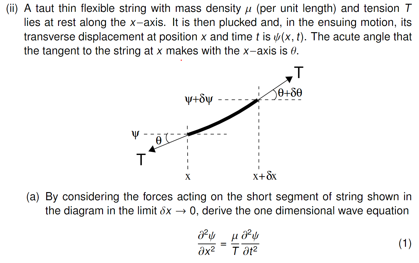 Solved (ii) A taut thin flexible string with mass density u | Chegg.com
