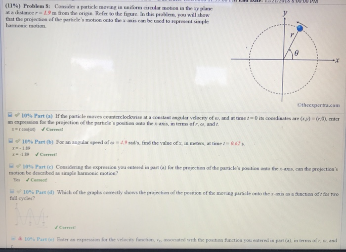 Solved (11%) Problem S: Consider a particle moving in unfomn | Chegg.com