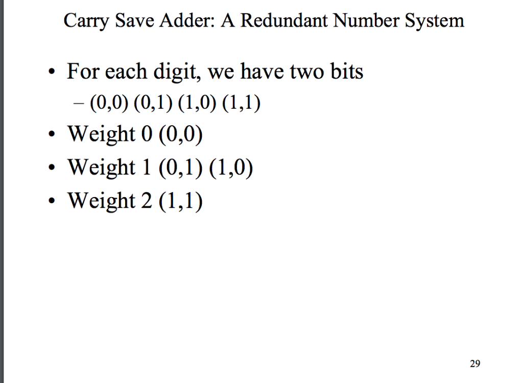 Carry Save Adder: The carry save adder in lecture 14 | Chegg.com