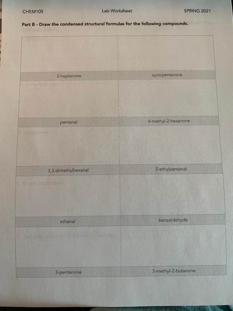 Solved sy 04/10 CH CHEM105 Lab Worksheet SPRING 2021 Chapter | Chegg.com