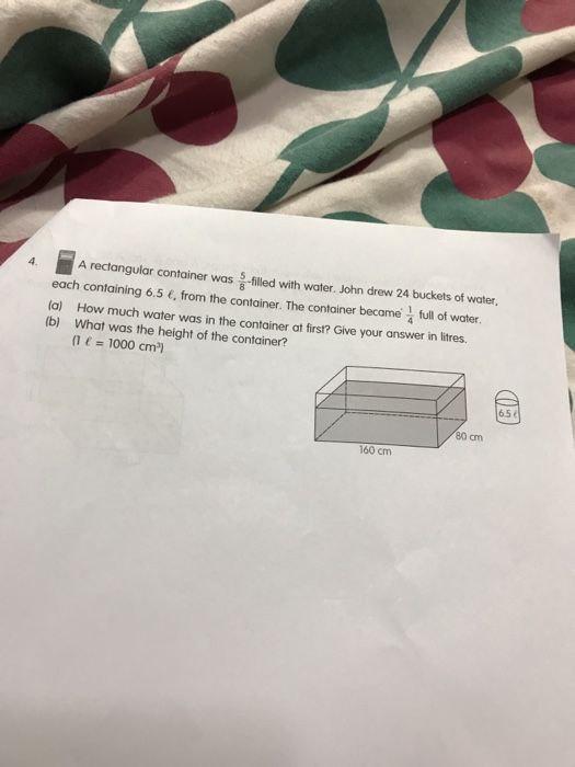Solved A rectangular container was filled with water. John | Chegg.com