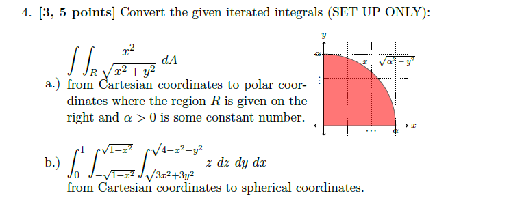 Solved 4. [3, 5 points] Convert the given iterated integrals | Chegg.com