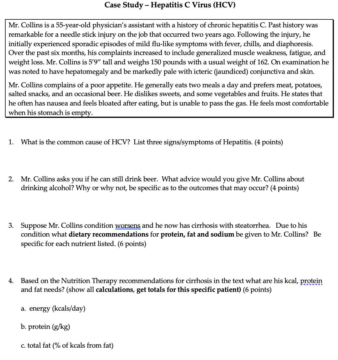 Solved Case Study - Hepatitis C Virus (HCV) Mr. Collins is a | Chegg.com