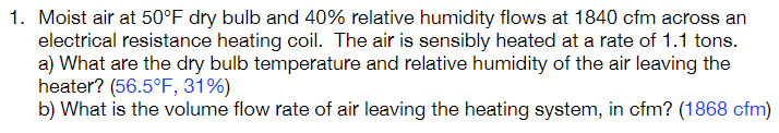 Solved 1. Moist air at 50°F dry bulb and 40% relative | Chegg.com