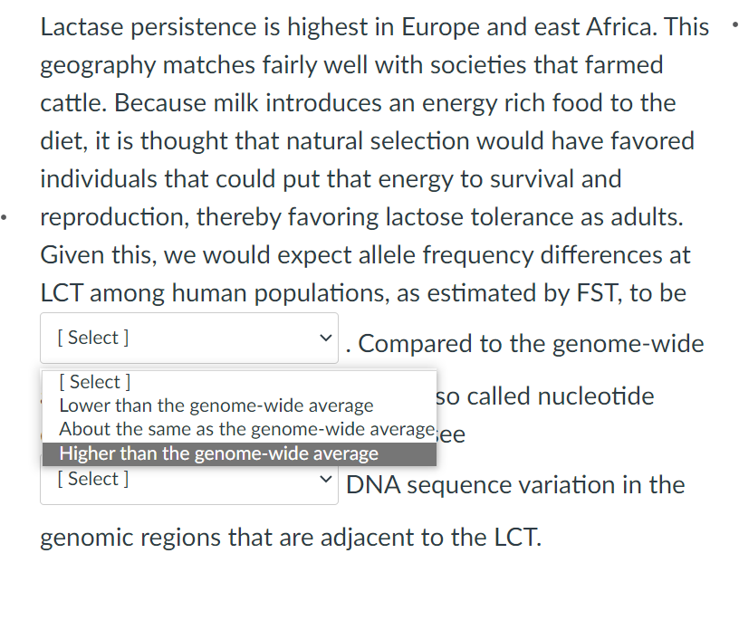 Solved Case Study - Lactase persistence in Humans One | Chegg.com