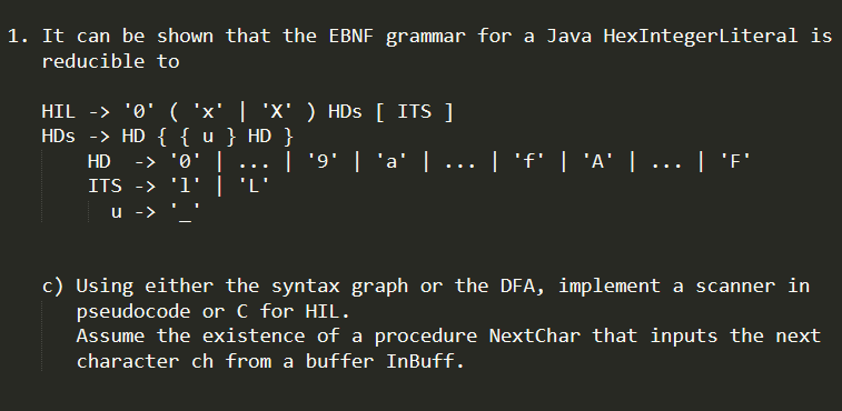 Solved 1. It can be shown that the EBNF grammar for a Java | Chegg.com