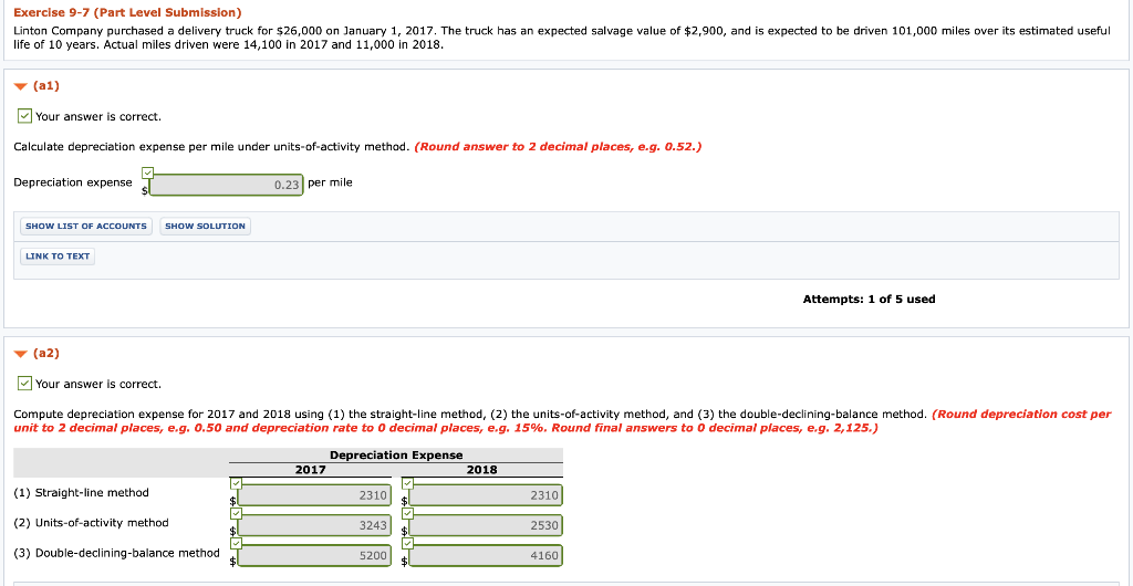Solved Exercise 9-7 (Part Level Submission) Linton Company | Chegg.com