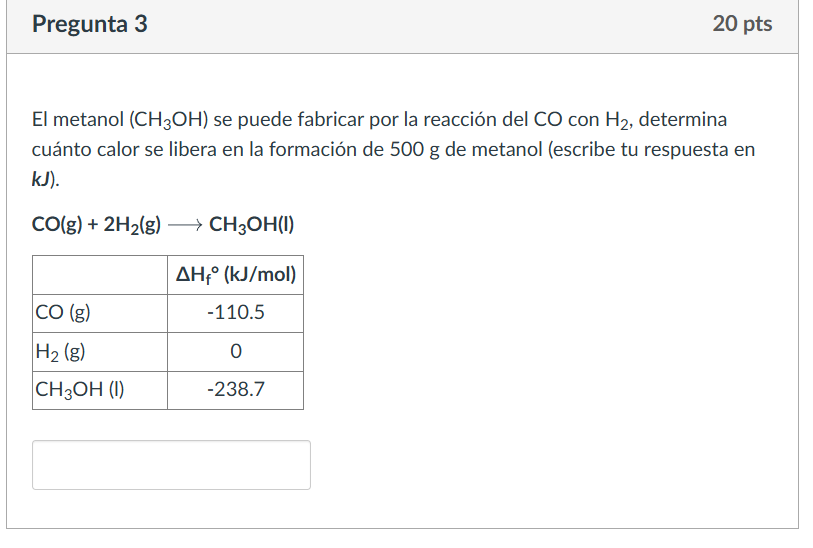 Solved Pregunta 3El metanol (CH3OH) se puede fabricar por | Chegg.com Solved Pregunta 3El metanol (CH3OH) se puede fabricar por | Chegg.com