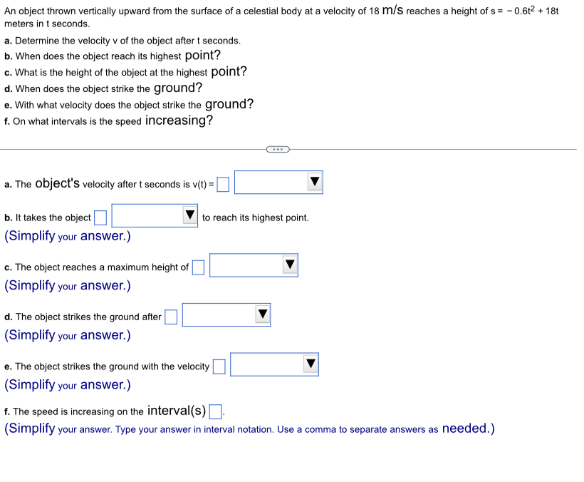 Solved An Object Thrown Vertically Upward From The Surface