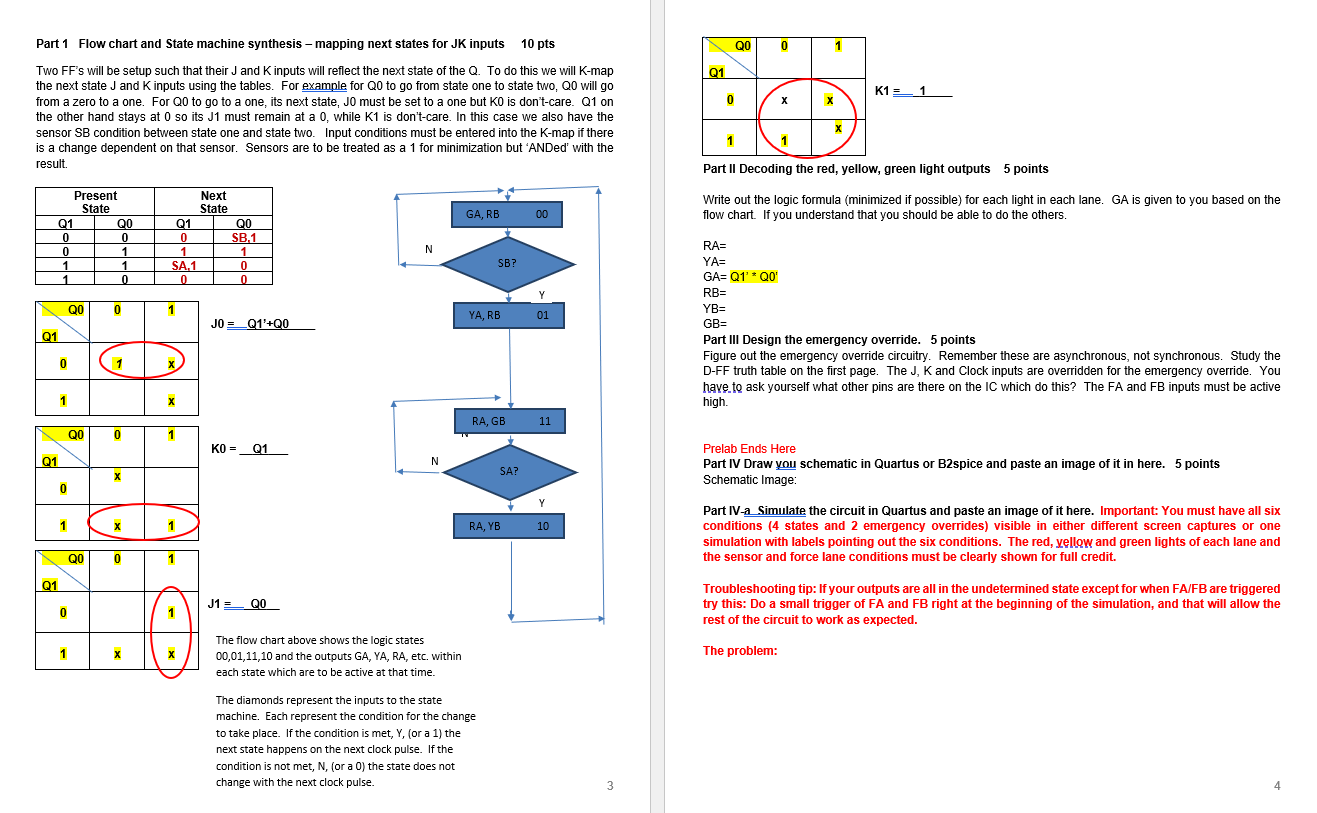 Solved Part 1 Flow chart and State machine synthesis - | Chegg.com