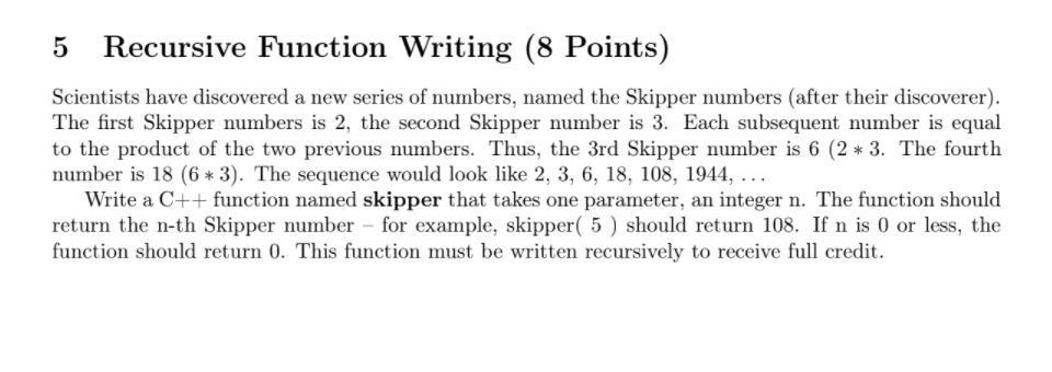 Solved 5 Recursive Function Writing (8 Points) Scientists | Chegg.com