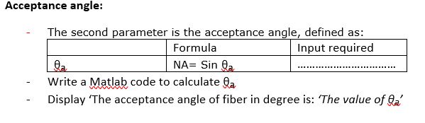 Solved - The second parameter is the acceptance angle, | Chegg.com