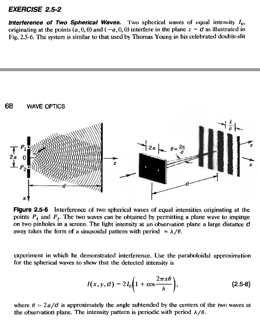 Solved EXERCISE 2.5-2 Interference of Two Spherical Waves. | Chegg.com
