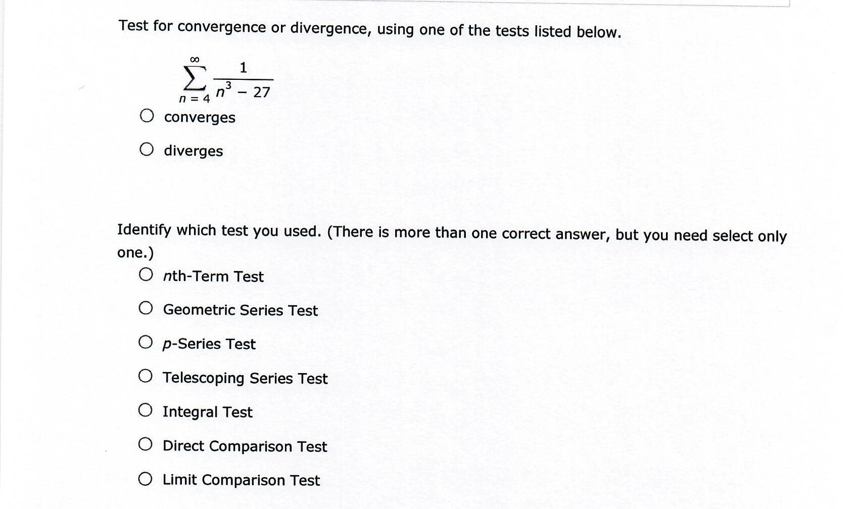 Solved Use the Integral Test to determine the convergence or | Chegg.com