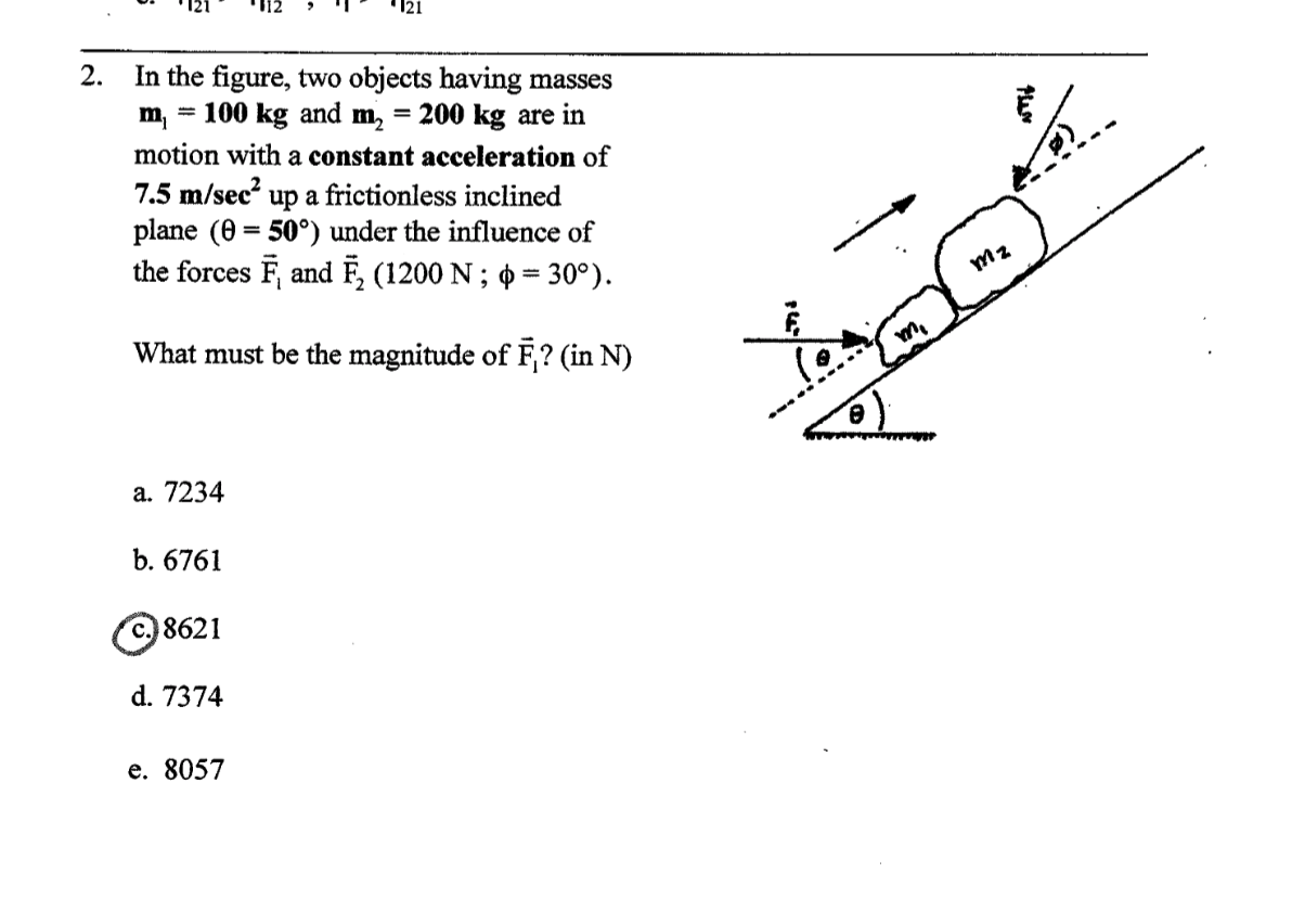 Solved In The Figure Two Objects Having Masses M1 100 Kg