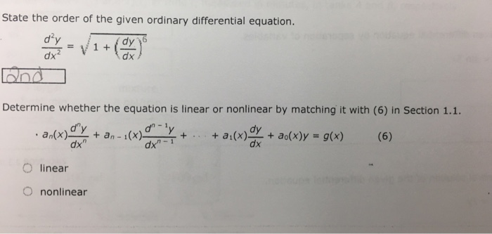 Solved State The Order Of The Given Ordinary Differential