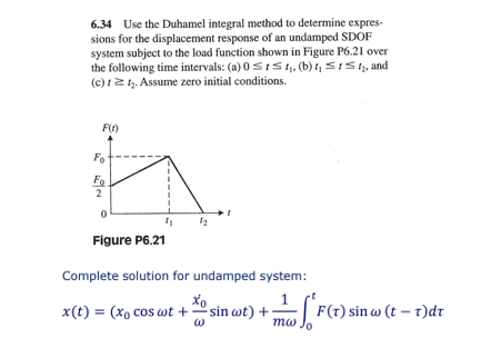 Solved 6.34 Use the Duhamel integral method to determine | Chegg.com