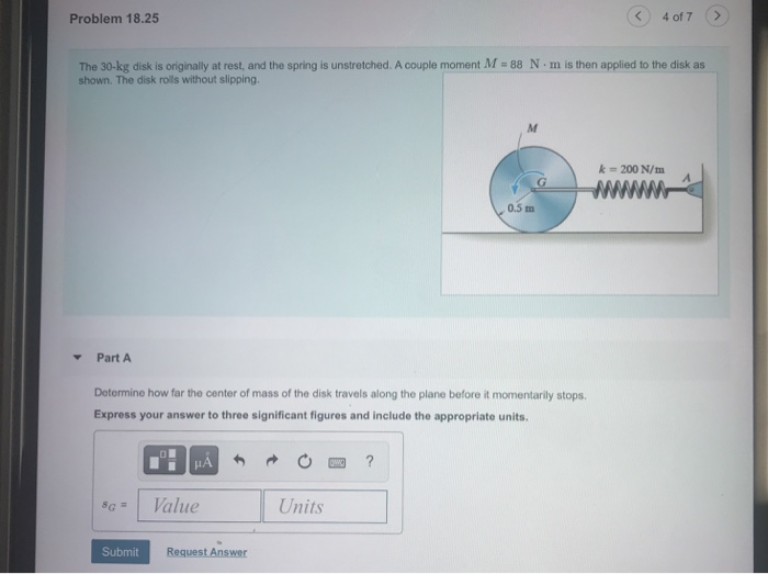 Solved Problem 18.25 The 30-kg disk is originally at rest, | Chegg.com