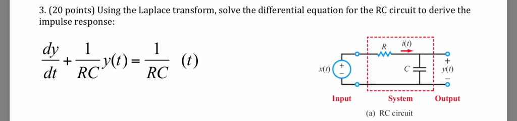 Solved 3. (20 points) Using the Laplace transform, solve the | Chegg.com