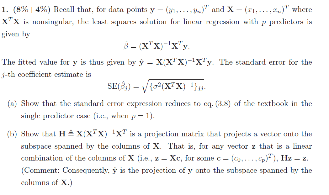 6. (2%+8%+4%+4%) Let us consider the simple linear | Chegg.com