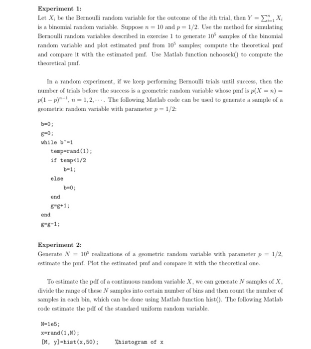 Exercise 2: Simulation of Common Random Variables In | Chegg.com