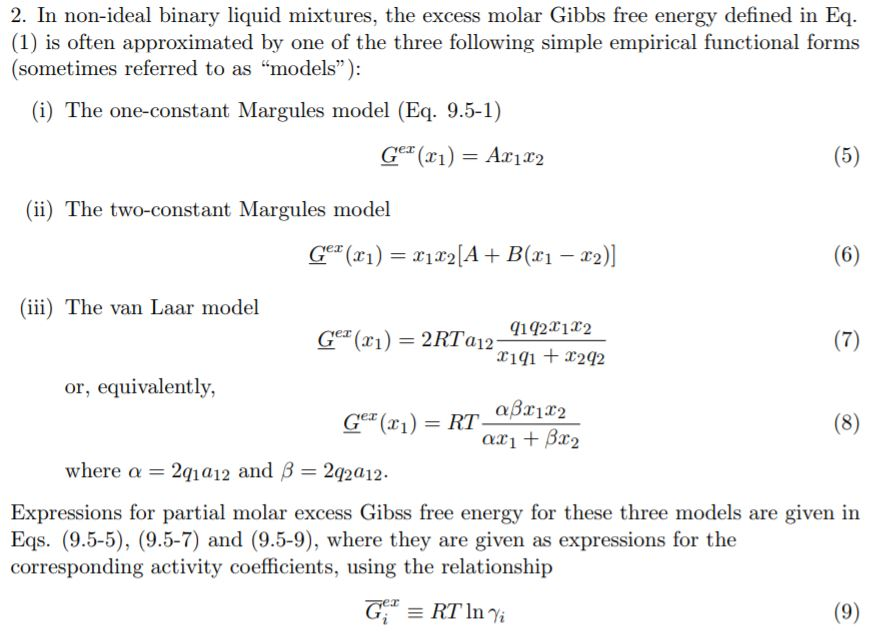2. In non-ideal binary liquid mixtures, the excess | Chegg.com