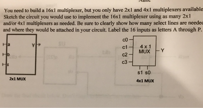 Solved You need to build a 16x1 multiplexer, but you only | Chegg.com