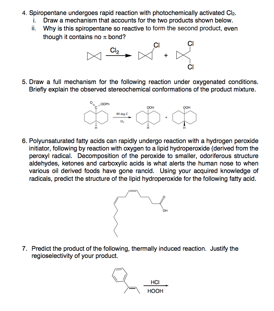 Solved 4. Spiropentane undergoes rapid reaction with | Chegg.com